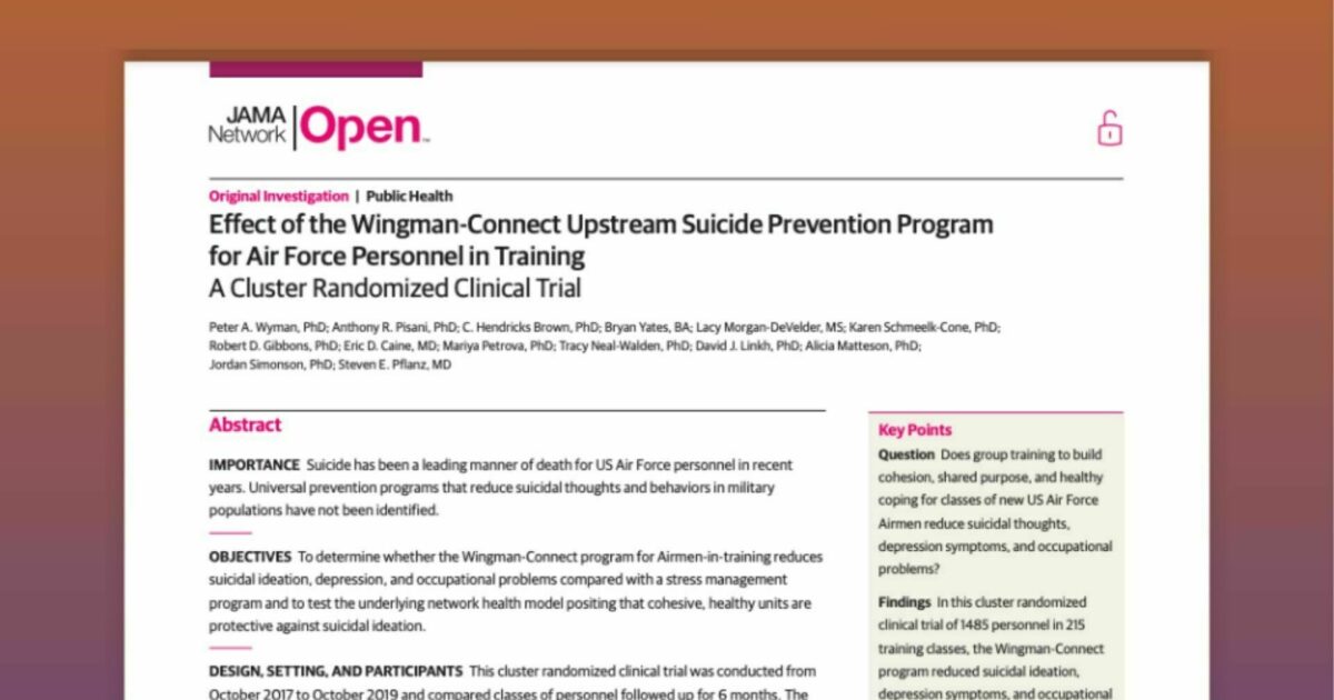 SafeSide Prevention | Promising Outcomes of Wingman-Connect Program…
